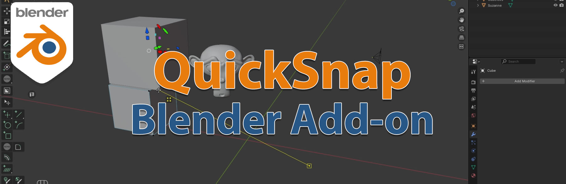 QuickSnap Blender Addon Tutorial - LEARN 3D TUTORIALS